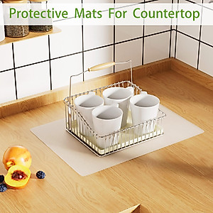 Janeart Clear Silicone Mat for Kitchen Counter, 10.24”x 14.2”(1MM) Non-slip Countertop Protector Liner, Small Non-Stick Baking Mat, Heat Resistant Placemat for Pastry, Translucent(2/Pack)