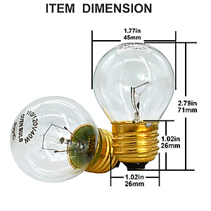 haraqi 4 Pack E27 E26 G45 120 Volt 40 Watt Oven Bulb,High Temperature 300 Degree Resistant Incandescent Bulbs,Brass Base Clear Glass Oven Bulb