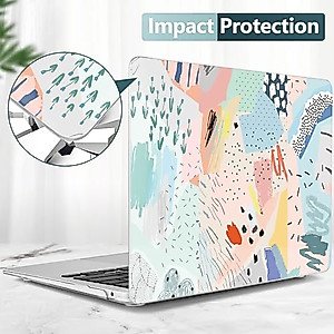 TWOLSKOO Plastic Hard Case & Keyboard Cover & Screen Protector Compatible with MacBook Air 13 inch 2021-2018 Release A2337 M1 A2179 A1932 Artistic Floral