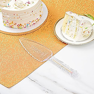 Restaurantware Pastry Tek 9.4 x 2.2 Inch Cake Server With Matches 1 Serrated Edge Dessert Server - Sliding Storage Compartment Disposable Clear Plastic Pie Server Matches Included