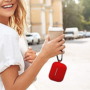 Lerobo Compatible with AirPods Pro Case Cover,Shock-Proof Silicone Skin Full Protective Cover Compatible for Airpods Pro,Supports Wireless Charging with Durable Carabiner Front LED Visible,Red