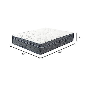 Mayton Queen Zero Pressure Quilted EuroTop 12" Hybrid Mattress with Pocket Spring for Medium Firm Comfort and Strong Edge Support, Black