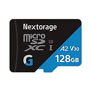 Nextorage Japan 128GB A2 V30 CL10 Micro SD Card, microSDXC Memory Card for Nintendo-Switch, Steam Deck, Smartphones, Gaming, Go Pro, 4K Video, UHS-I U3, up to 100MB/s, with Adapter (G-Series)