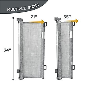 Lesure Retractable Baby Gate for Stairs - Extra Wide Dog Gate 34" Tall, Extends to 71" Wide, Pet Safety Gates for Doorways, Hallways, Indoor, Outdoor