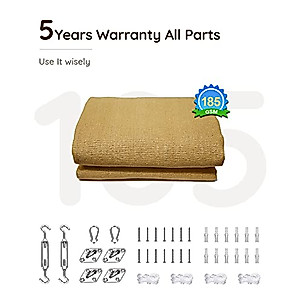 Quictent 24X24FT Large Oversized 185G HDPE Square Sun Shade Sail Canopy 98% UV Block Outdoor Patio Garden with Hardware Kit