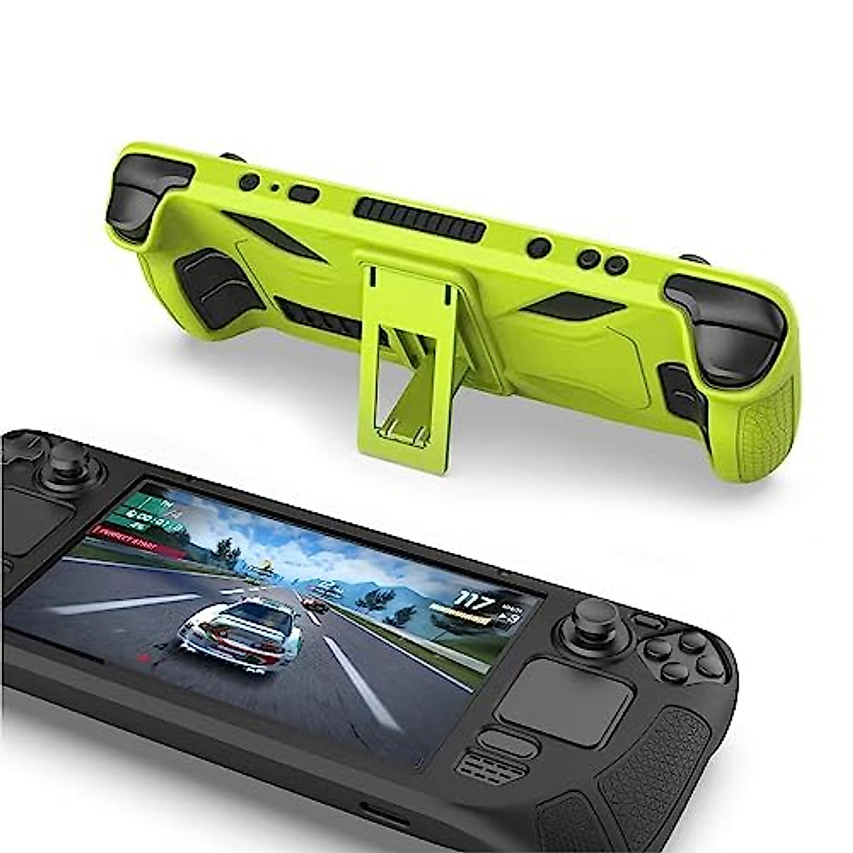 Protective Case for Steam Deck,Silicone Cover Skin Shell with Kickstand for Game Console,Game Host Protector Accessories,Shock Absorption and Scratch Resistant Design (Yellow)