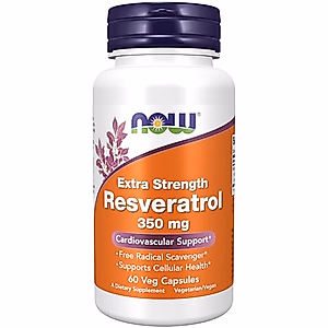 NOW Foods Supplements, Extra Strength Resveratrol 350mg, Natural Trans Resveratrol from 700 mg Japanese Knotweed Extract, 60 Veg Capsule