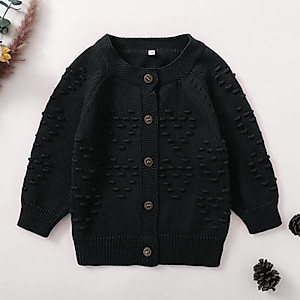 Kids Knitted Crewneck Top Sweater Solid Color Outfit for Little Girl Cardigan 6t