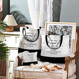 Cunno 24 Pcs Gifts Bag Bulk for Women Aesthetic Canvas Tote Bags Makeup Bags inspired Gifts for Friend Coworker Teacher Shopping Grocery Reusable Bags(Classic May You Be Proud)