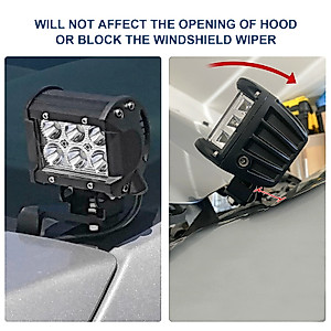 WSays Hood Ditch LED Light Pod Mount Bracket Low profile Mount Compatible with 2019-2023 Ford Ranger