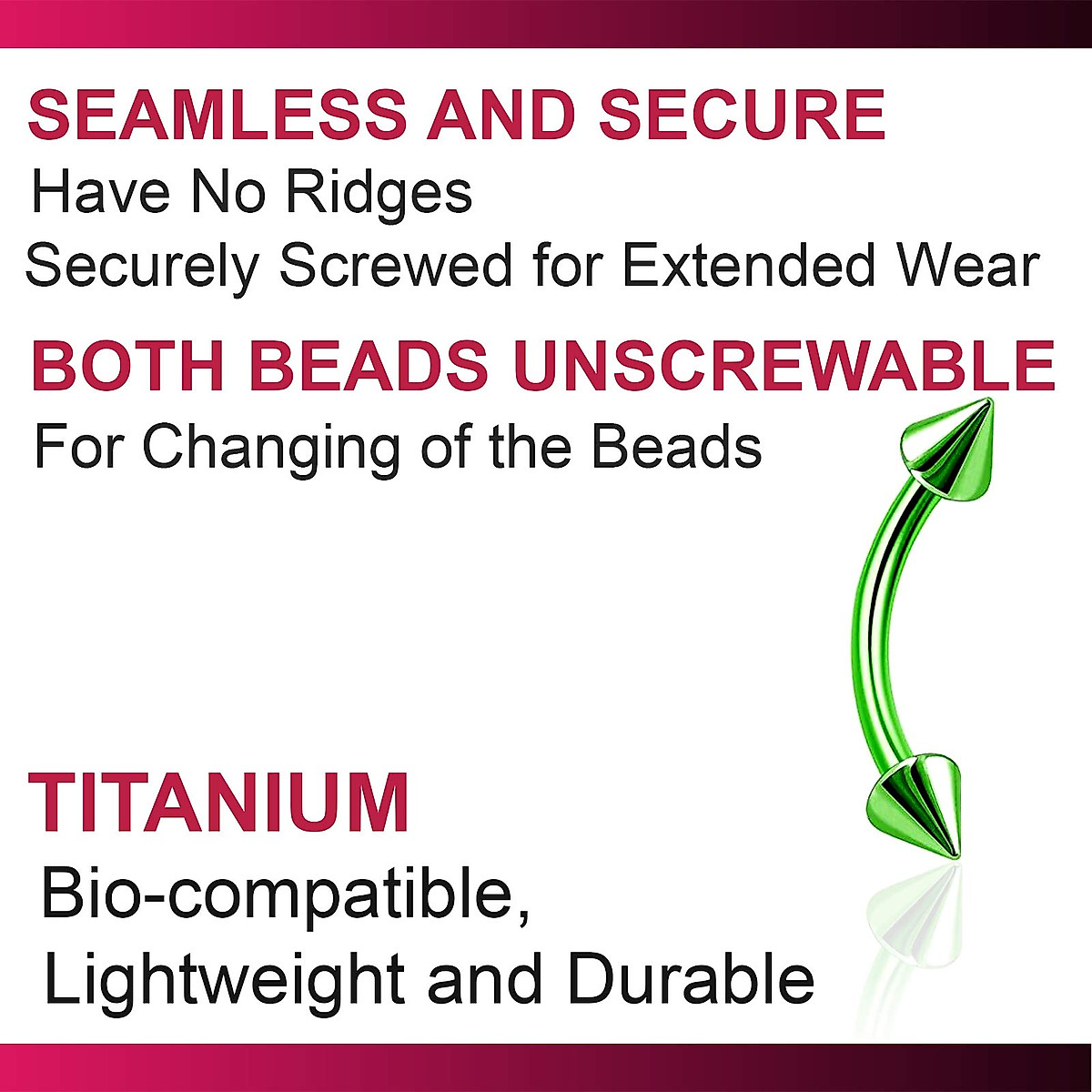 bodyjewellery 2pcs 16g Curved Piercing Bar Green Titanium Lip Rook Tragus Stud Bar Conch Eyebrow Earrings Cartilage Ring Helix CNCL