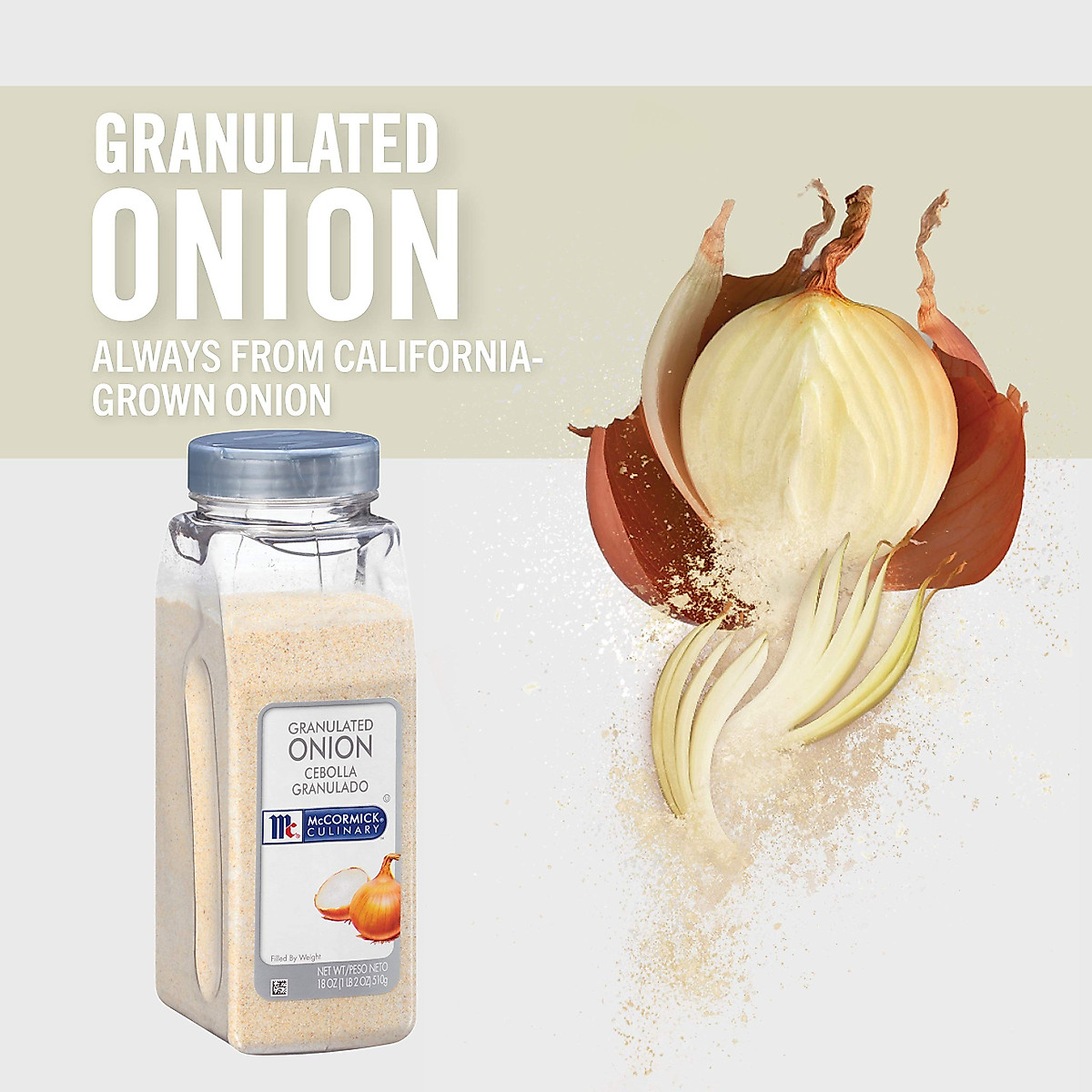 McCormick Culinary Granulated Onion, 18 oz - One 18 Ounce Container of Granulated Onion Powder, Perfect in Dips, Breading, Soups and Meats