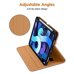 DTTO for New iPad Air 5th/4th Generation Case 2022/2020 with Pencil Holder, Premium Leather Business Folio Stand Cover [2nd Pencil Charging] - Multiple Viewing Angles for iPad Air 10.9", Dark Brown