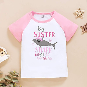 Sibling Shark Shirts for Baby Toddler Boys and Girls T-Shirt Matching Big Sister Little Brother T (2-3 Years, Big Sister Shark T-Shirt)