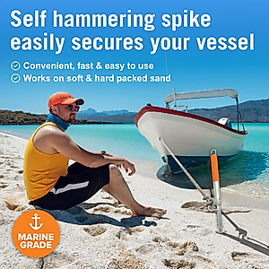 Sand Spike Boat Anchor Pole for Boats Jetski Pontoon Kayak Jet Ski Boating | Large & Small Slide Pole Stick System for Shallow Water Shore, Sandbar, Beach & Land with Bag for Accessories Up to 30 Ft