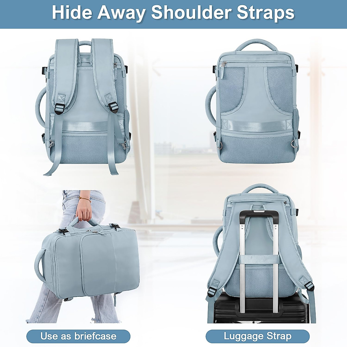 Sinaliy Travel Backpack for Women, Flight Approved Backpack, College Backpack Bag, Casual Daypack, Hiking Backpack, Waterproof Carry On Backpack Business Backpack