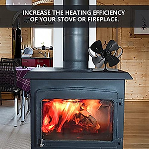 UXZDX CUJUX 4 Blades Stove Fan Heater Small Size Heat Powered Log Wood Burner Quiet Home Fireplace Fan (Color : Black, Size : 180x160x80mm)