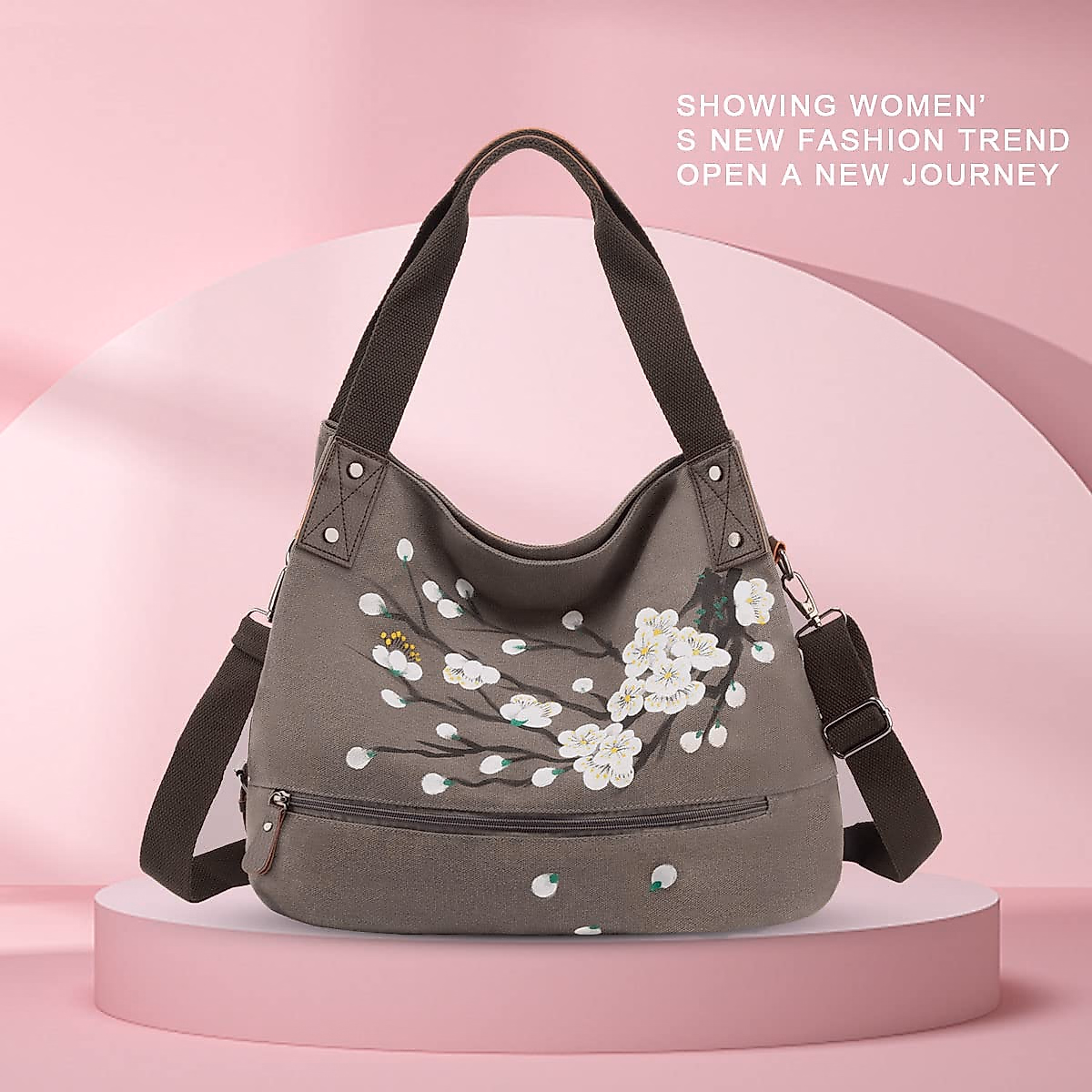 Eshow Women Canvas Hobo Handbags Canvas Purse Shoulder Bag Cross-Body Bag Messenger Bag Mom Bag for Women