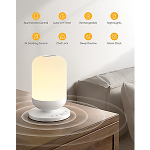 Morfone Sound Machine Baby with 34 Soothing Sounds White Noise Machine & Night Light Sleep Trainer with App Remote Control Alarm Clock Timer Setting Personal Sleep Routine for Babies Adult Kids