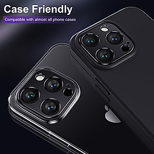 Mothca 2 Pack Camera Lens Protector for iPhone 14 Pro/iPhone 14 Pro Max Matte Alloy Camera Cover [No Affect Photo Quality] No Lens Metal Ring Strong Adhesion Camera Protector Case Friendly (Black)
