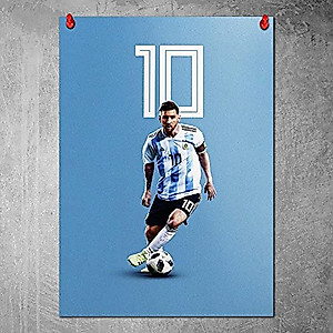 Yasswete Soccer Superstar Lionel Messi Poster for Room Motivational Football Star Canvas Wall Art Sports Themed Wall Decor for Boys Bedroom Livingroom Fans Gift 16x24 Inch Unframed