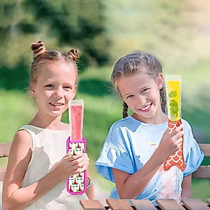 10 Pieces Popsicle Holder Popsicle Bags Mermaid and Shark Ice Pop Sleeves Freezer Reusable Popsicle Sleeves (Long stripes and fish)