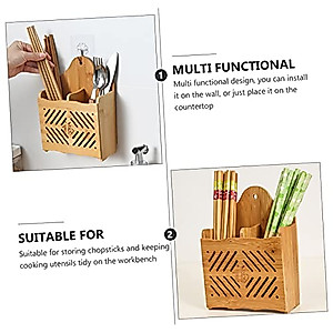 EXQUIMEUBLE 1pc Drain Chopsticks Holder Utensil Drying Rack Desktop Storage Basket Kitchen Wooden Stand Wooden Spoon Holder Wooden Drying Rack for Clothes Chopsticks Holder Household