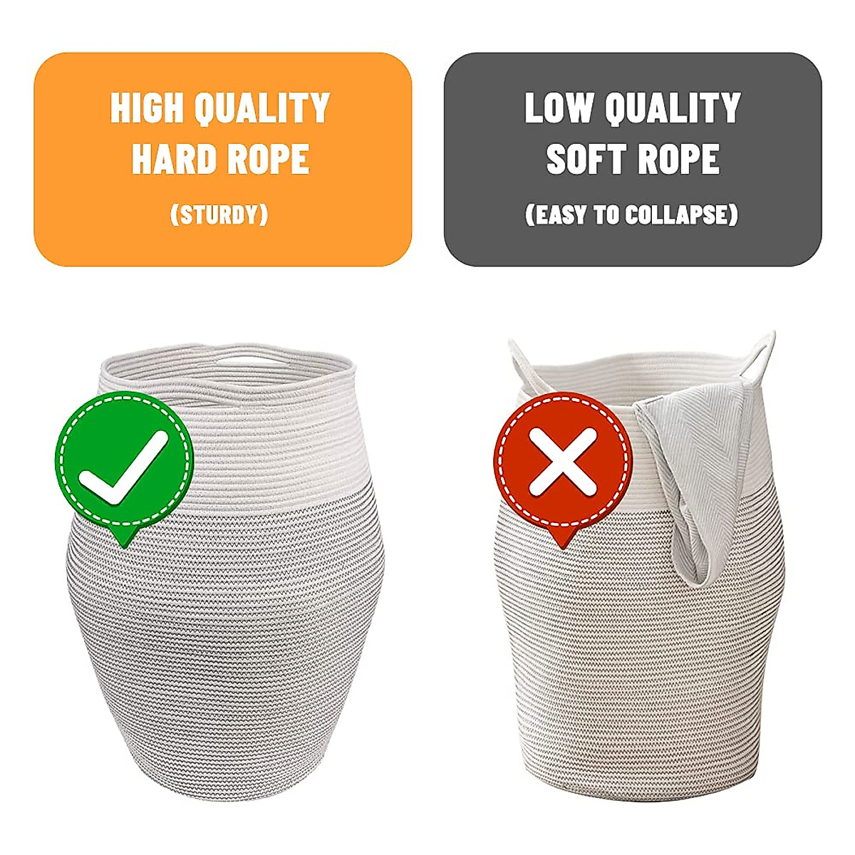 ROPECUBE 145L laundry basket with Lid, Large Foldable Laundry Hamper for laundry with net bag,Clothes Basket Organizer with 2 storage bag for Bedroom and Bathroom (White 俺的 Gray)