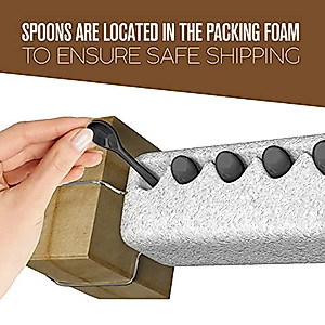 Houseables Espresso Cups and Saucers with Spoons, Black, Stackable Demitasse with Metal Stand, 19 Pieces, 2.5 Ounce, Porcelain, Tea Kit, Teacups, Turkish Coffee Mug, Organizer Rack