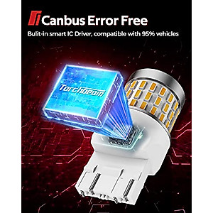 Torchbeam T20 7443 7440 LED Turn Signal Light Bulbs 7444NA 7442NAK, Amber Yellow W21W 7441 7444 LED Bulbs with Projector Replacement for Parking Front Rear Turn Signal Lights