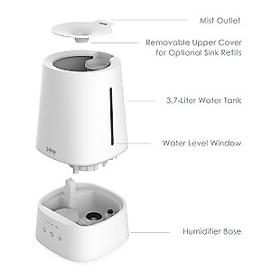 Pure Enrichment® HUME™ Max - Easy Top Fill Ultrasonic Cool Mist Humidifier, 3.7 L (1 Gallon) Tank, 3 Mist Settings + Auto Shut-Off Timer - Ideal for Large Bedrooms, Baby Nurseries and Offices (White)