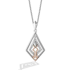 Jewelili Star Wars™ Fine Jewelry Ahsoka Tano™ Women's Pendant 1/10 Ct.Tw. Diamonds, Sterling Silver and 10K Rose Gold