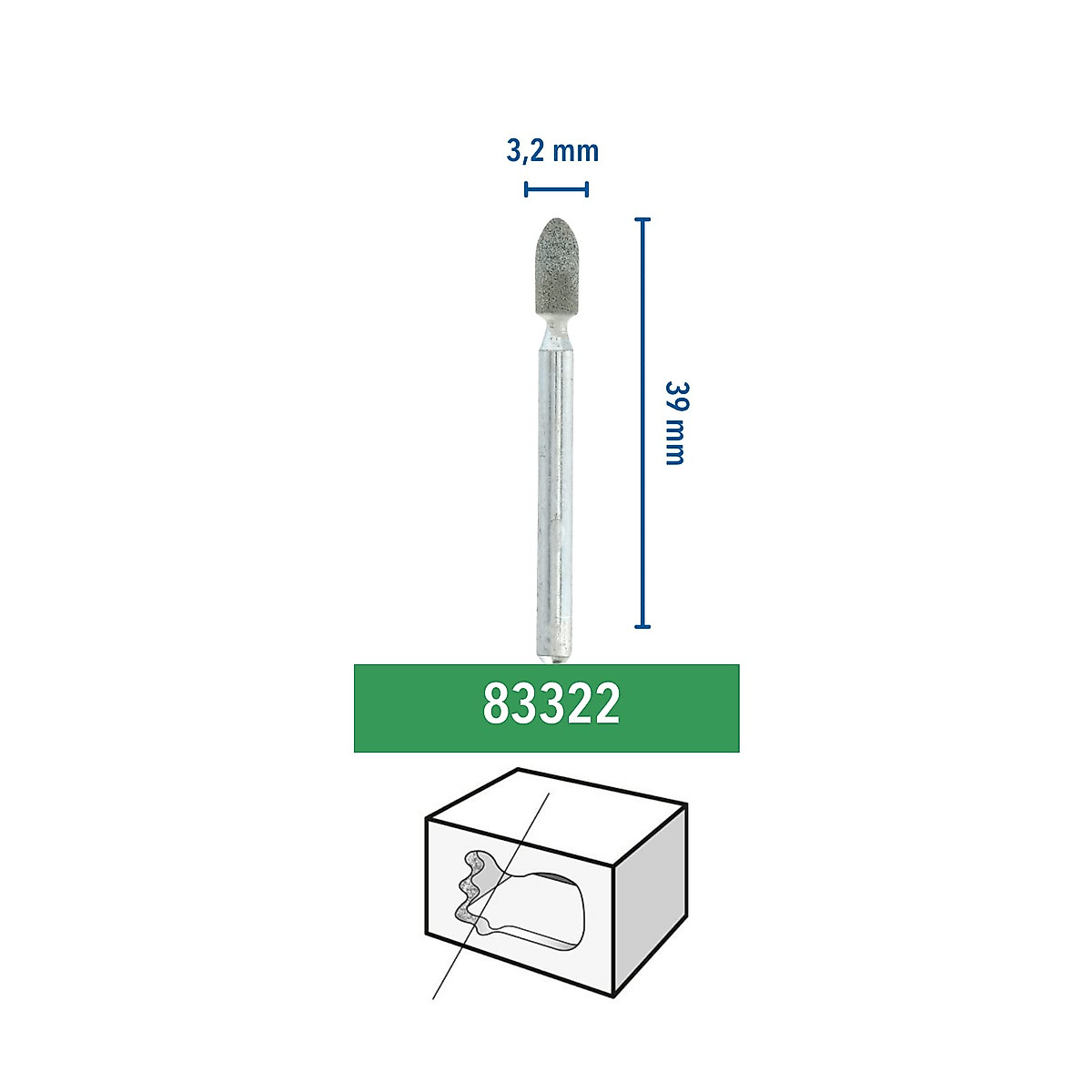Dremel 83322 Silicon Carbide Grinding Stones, 3 Rotary Tool Accessories for Grinding, Sharpening and Engraving in Stone, Glass and Non-ferrous Metals