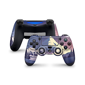ZOOMHITSKINS Compatible with PS4 Controller Skin, Pink Blue Sky Pastel Mountain Nature Sunset Tree, Durable, 3M Vinyl, Made in The USA
