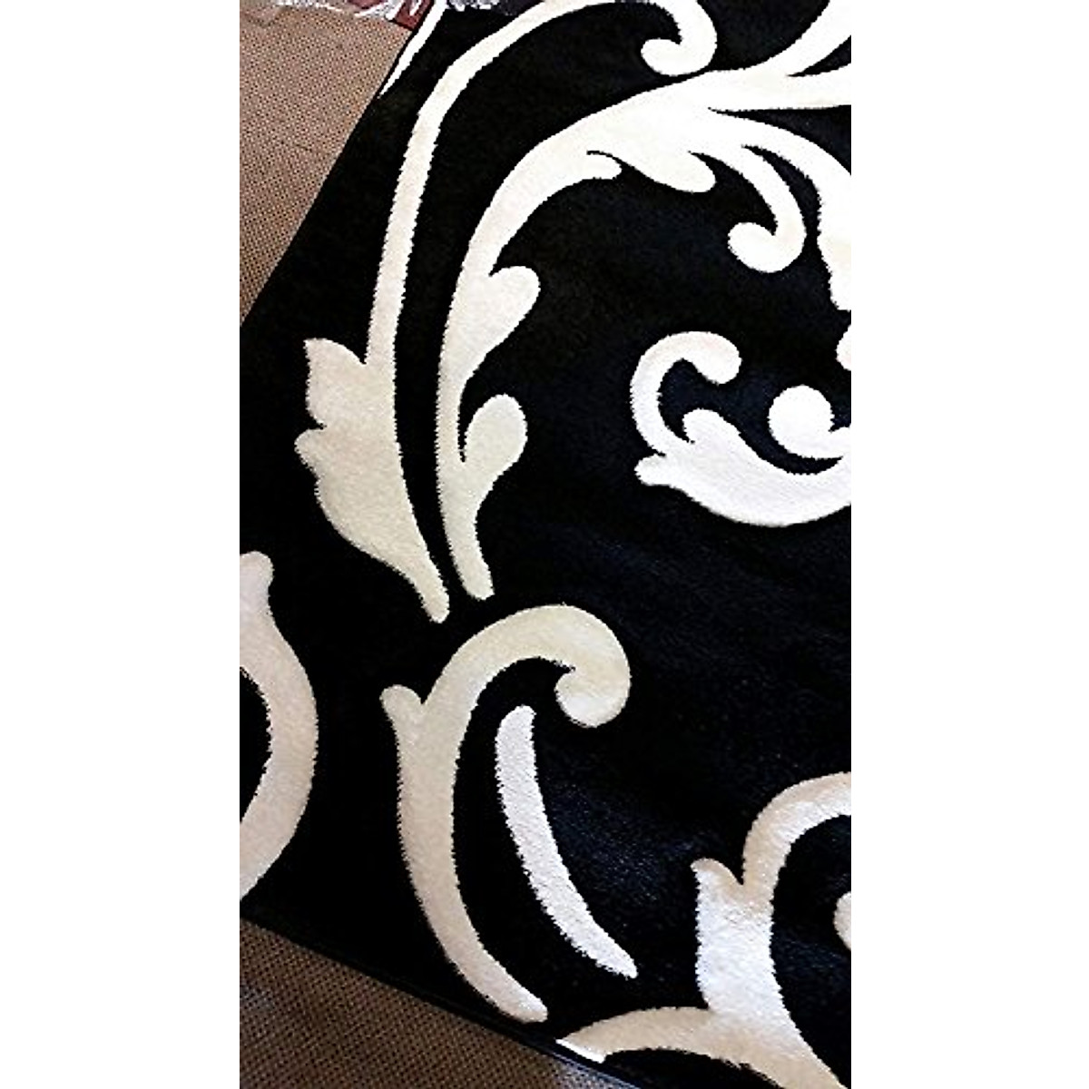 Hollywood Modern Contemporary Area Rug Black & White Design 290 (5 Feet 2 Inch X 7 Feet 1 Inch)