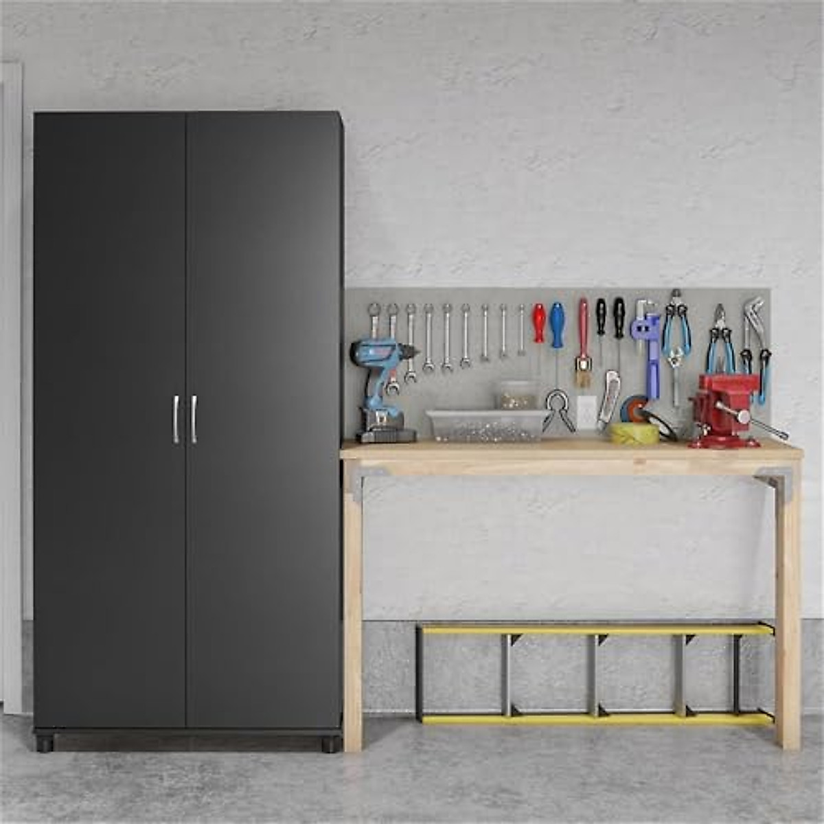 Pemberly Row Transitional 36" Utility Storage Cabinet in Black