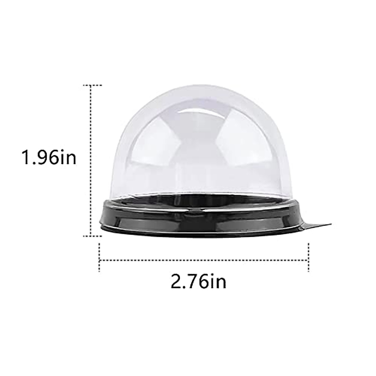 Typutomi 50 Pcs Plastic Mini Cupcake Box, Clear Round Mooncake Dessert Container Box Disposable Cake Cookies Muffins Box with Dome Lid for Wedding Birthday Holiday Parties Gift Box(Black)