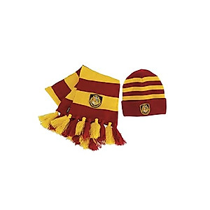 elope Harry Potter Hogwarts House Knit Hat and Scarf Set for Adults and Kids