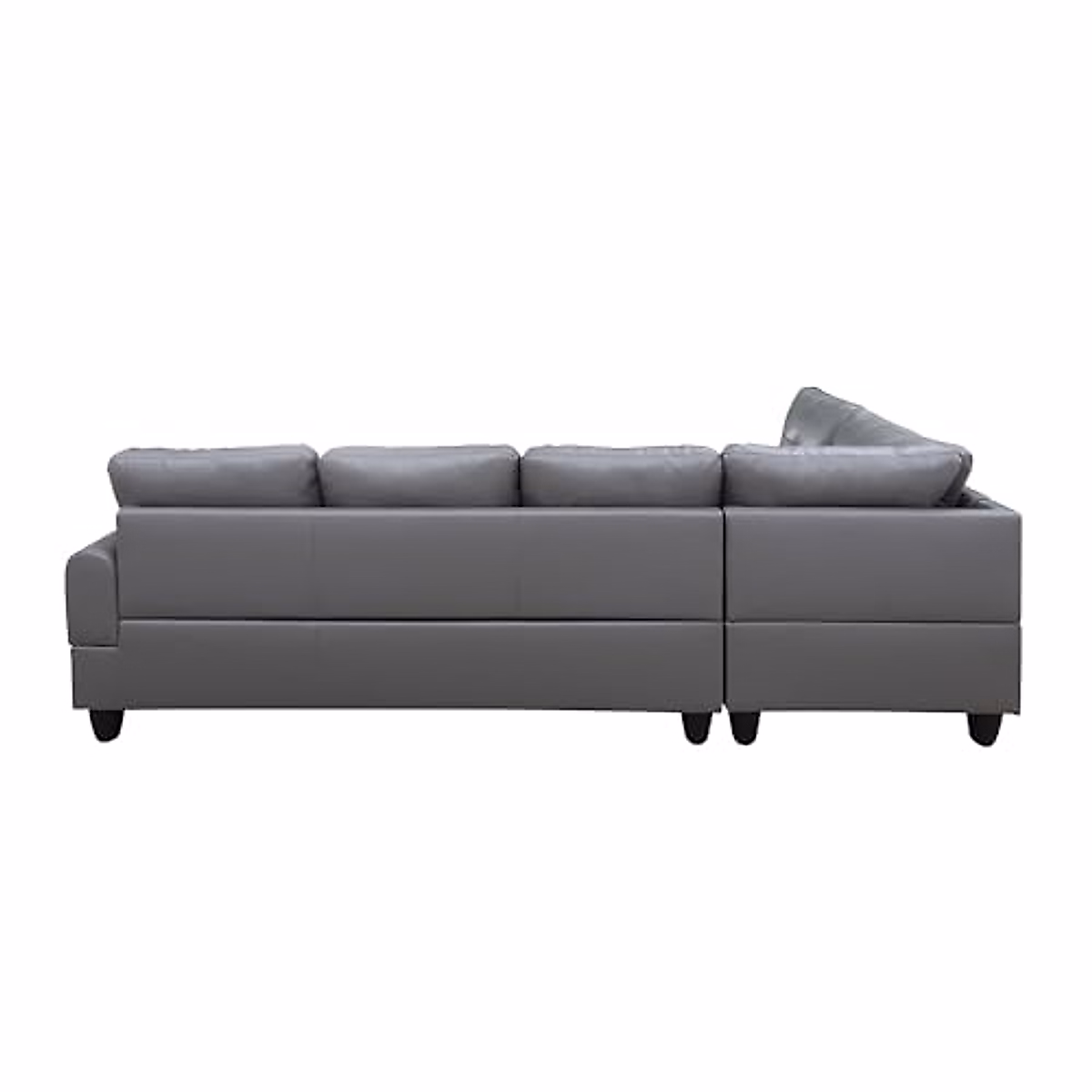 NOTOP 3-Piece Faux Leather L-Shaped Sectional Sofas, Button Tufted Upholstered Couch Set with Left Chaise Longue and Storage Ottoman, for Living Room, Home, Office, Dark Grey