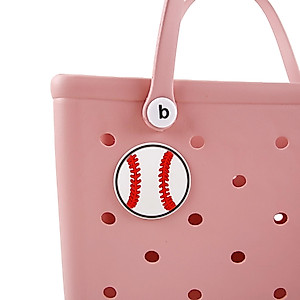 Vagocom White Baseball Charm Inserts Accessory for Bogg Bag and Simply Southern Tote,Sports Decorative Accessories for Customizing Your Bag
