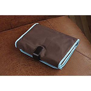 Tri-Fold Bible Cover, Bible Study Organizer, Velcro Closure, Nylon, Brown/Blue, Large
