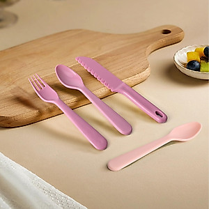 ChaLeeMoo 16Pcs Kids Plastic Utensils Kids Forks and Spoons Set, Multicolor Toddler Utensils, Reusable Kids Silverware Cutlery Set, Ideal for School Lunch Box, Camping, Travel, Party Favors BPA Free