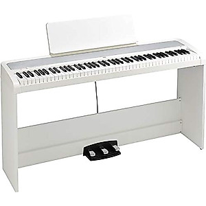 Korg B2SP Digital Piano - White Bundle with Furniture Stand, Three-Pedal Unit, Bench, Instructional Book, Austin Bazaar Instructional DVD, and Polishing Cloth