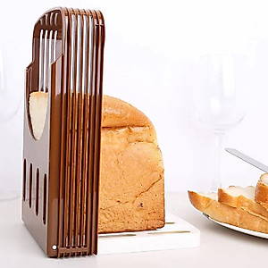 Bread Slicer,Bread Slicer for Homemade,Bread Loaf Cutter Machine - Foldable Adjustable Brown Plastic Bread Machine，Kitchen Fittings be used for Sandwich Cutter toast Bagel Slicer