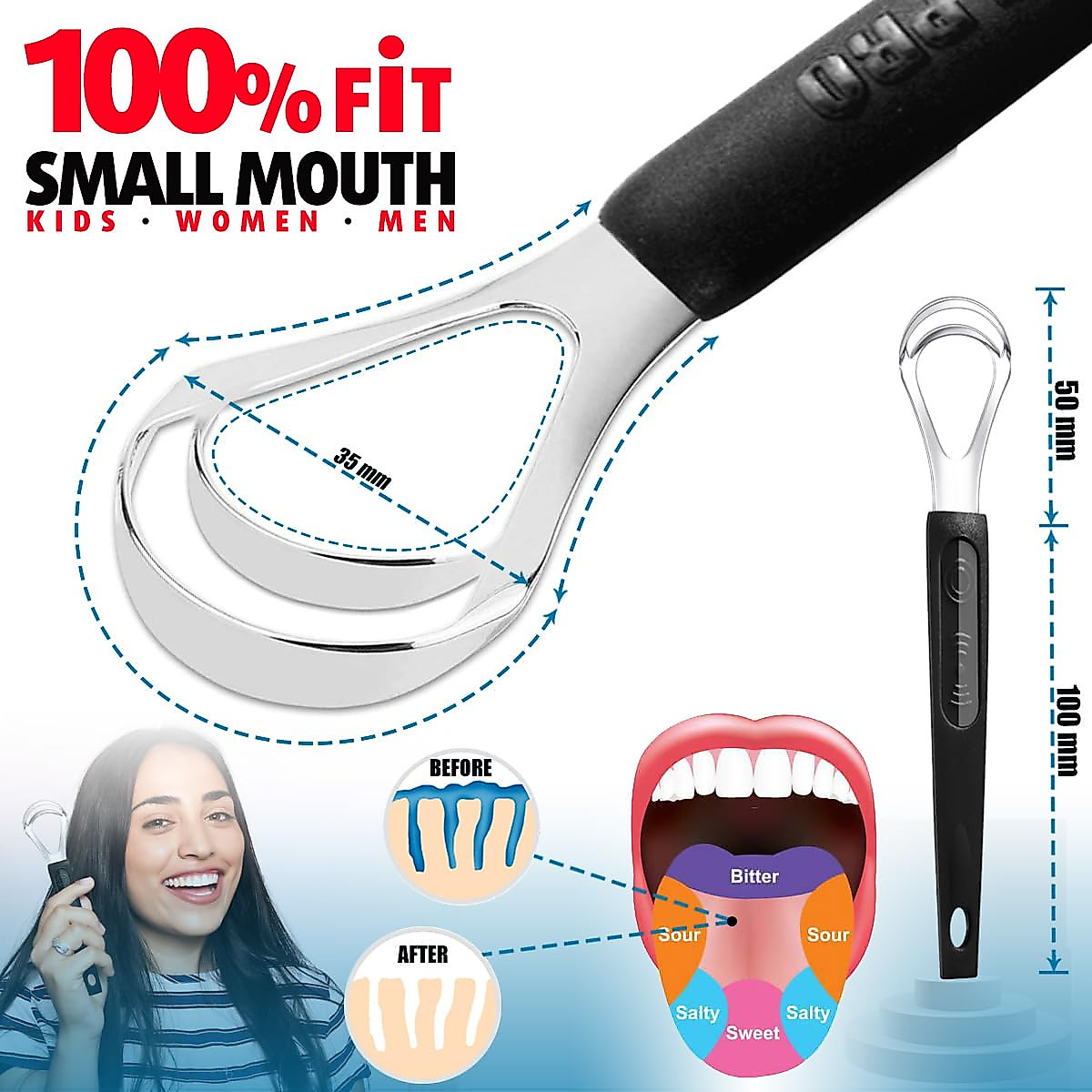 CATACC PRO 3 Pack Metal Tongue Scraper for Kids, Durable Stainless Steel Tongue Scraper Cleaner for Adults - with Travel Case