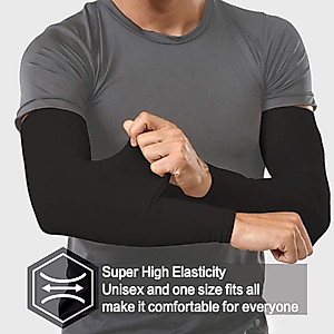 Feeke Arm Sleeves - 4 Pairs Anti-Slip Compression Sleeves for Cycling, Running and Outdoor Sports, Black