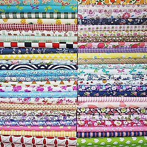 levylisa Pre Cut Assorted Printed Cotton Fabric Patchwork Fabric Quarter Bundle Patchwork Quilting Fabric Sets Sewing Fabric Patchwork Flower Dots DIY Quilting Handmade Craft 11.8” x 11.8”