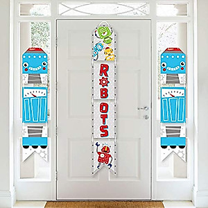 Big Dot of Happiness Gear Up Robots - Hanging Vertical Paper Door Banners - Birthday Party or Baby Shower Wall Decoration Kit - Indoor Door Decor