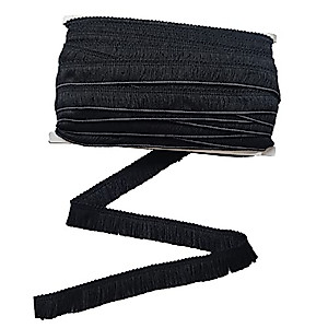levylisa 1" x 27Yards Chainette Fringe Trim Black Fringe Tassel Lace Trim Fibre Trim for Sewing Quilting DIY Home Decoration
