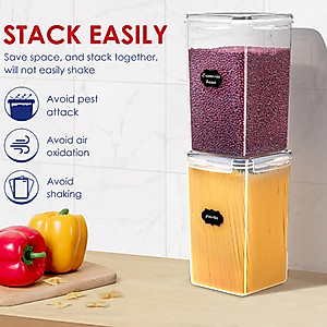 GCZXNSYM Extra Large Food Storage Containers with Lids | Airtight, Leak Proof, Plastic, BPA Free, Kitchen Items, Set of 2 (6.5L / 220 Oz) 8 PCS Labels&4 Spoons&1 White Pen for Sugar, Coffee, Bakin